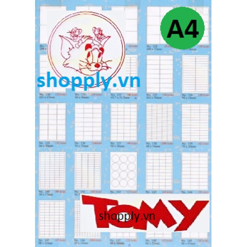 Giấy in mã vạch A4 Tomy 133, 16 tem 101x36 (mm)